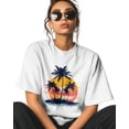 Coconut Trees Sunset T Shirts for Women Short Sleeve Cotton Crewneck T ...