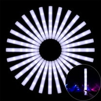 Party Glowz Bulk Pack of 100 LED Light Up 18 inch White Foam Stick ...