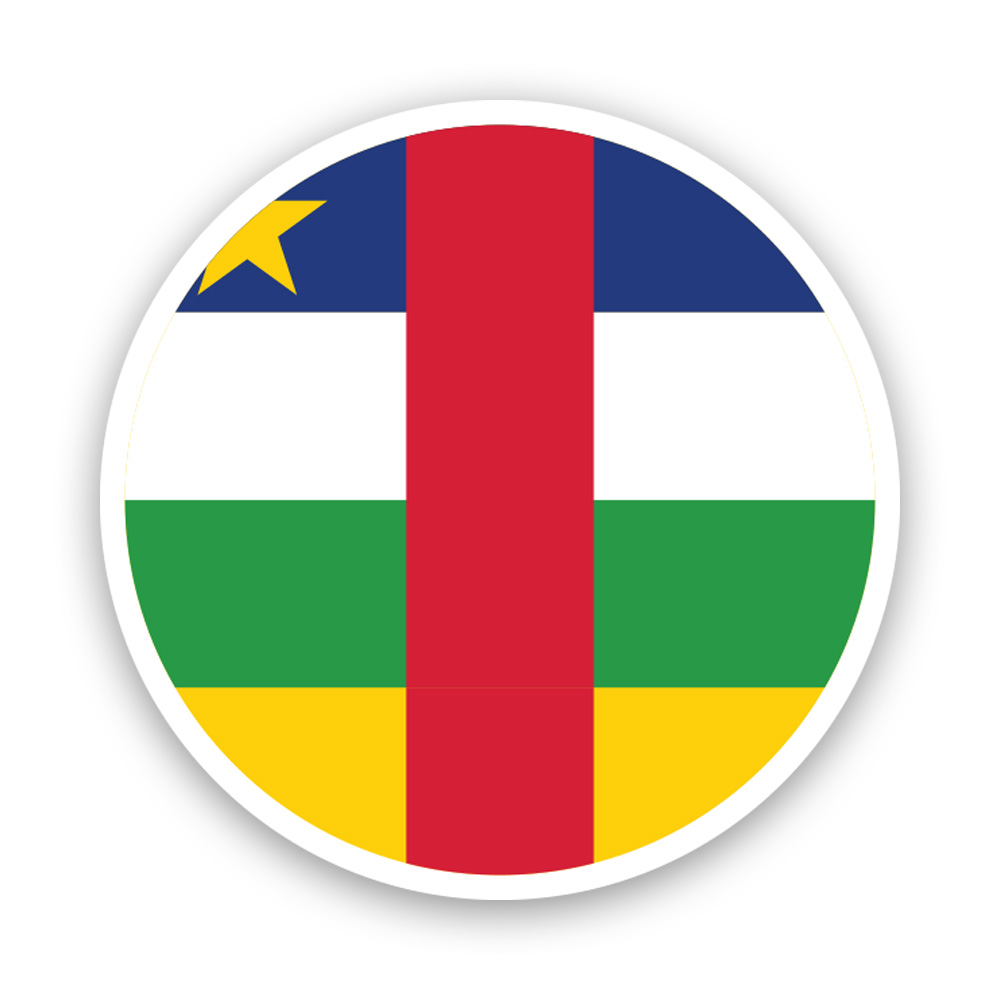 Round Central African Republic Flag Sticker Decal - Self Adhesive Vinyl ...