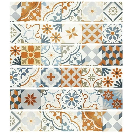 6 Pieces Flower Tile Floor Stair Sticker Waterproof Mural Decals Art ...