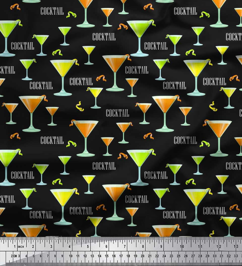 Soimoi Crepe Silk Fabric Cocktail Summer Designs Printed Fabric 1 Yard ...