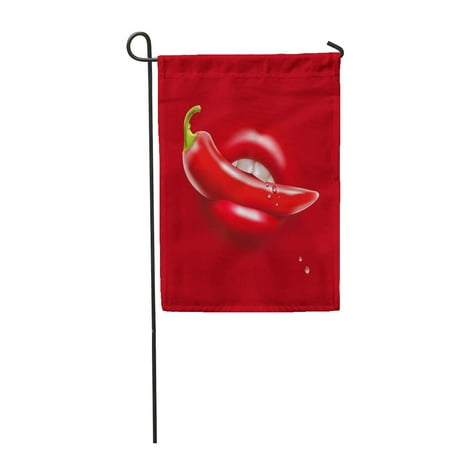 POGLIP Green Chilli Red Hot Pepper in The Woman Mouth and Water Drops ...
