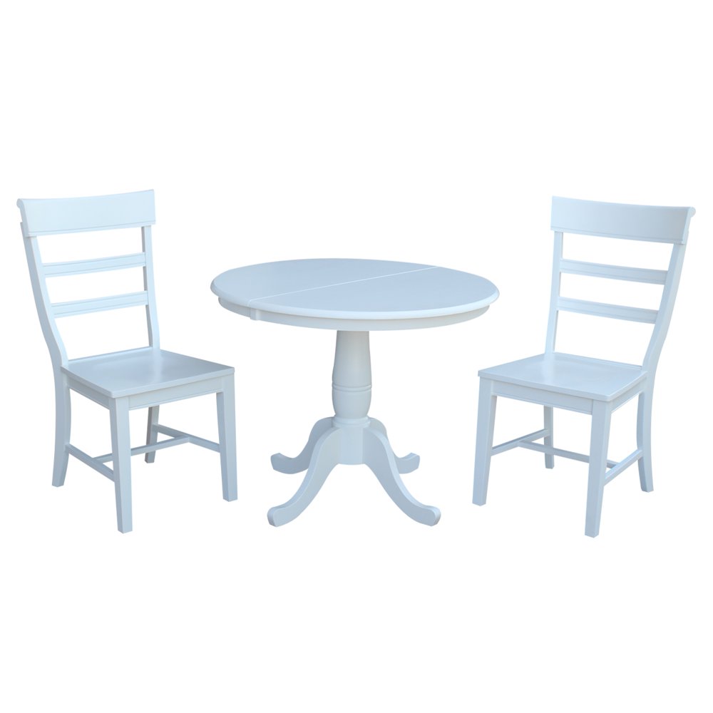 36" Round Extension Dining Table With 2 Hammerty Chairs - 3 Piece Set ...