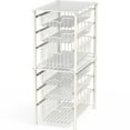 SimpleHouseware Stackable 3 Tier Sliding Basket Organizer Drawer, White ...