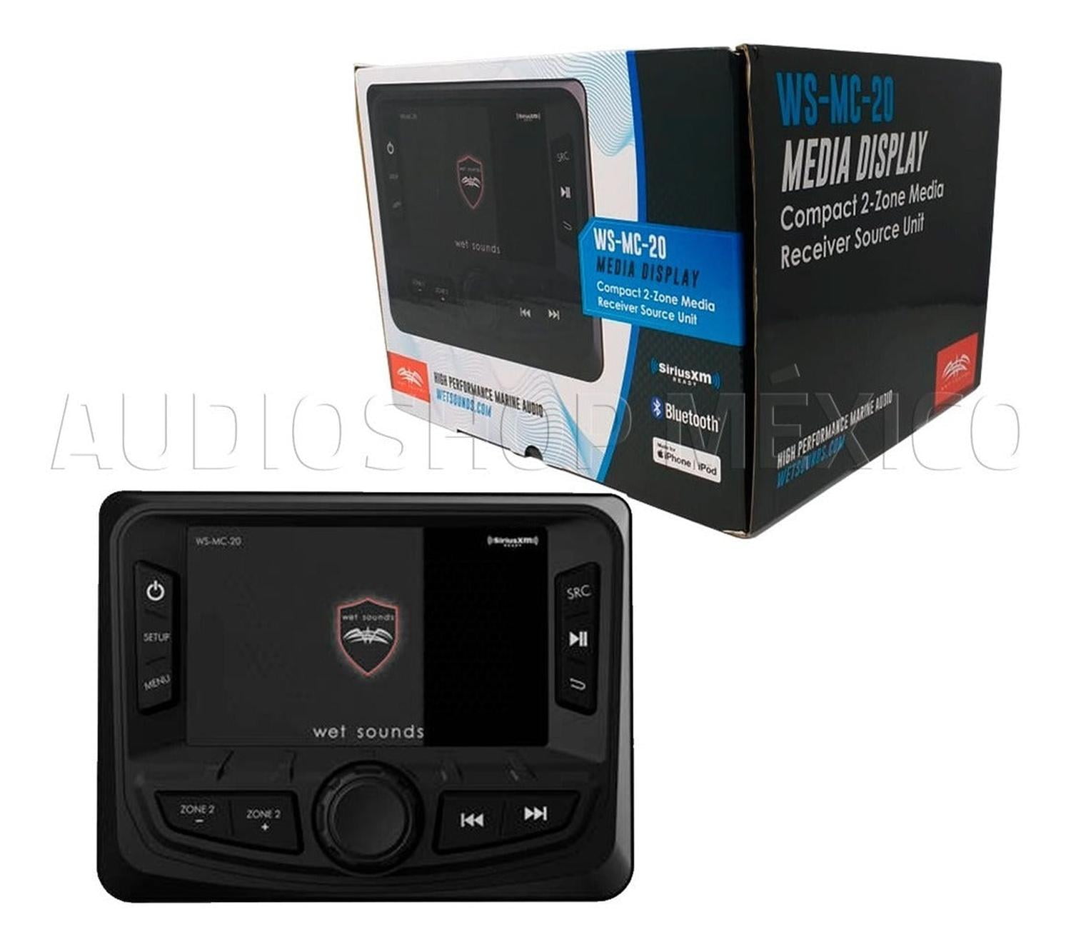Estéreo Marino 2 Zonas Bluetooth 2 DIN Wet Sounds WS-MC-20 USB FM Android iOS SiriusXM-Ready ...