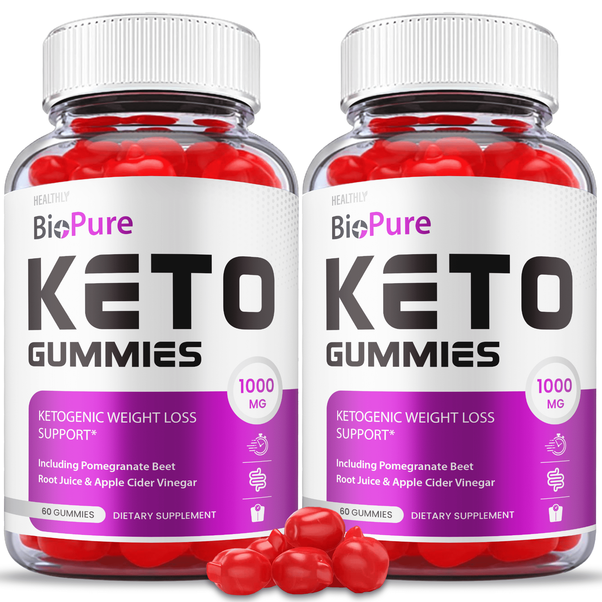 2 Pack Biopure Keto Gummies Acv Apple Cider Vinegar Bio Pure Keto
