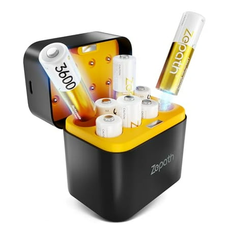 Zepath Rechargeable Lithium Batteries AA 8 Pack with Charger, 3600mWh ...