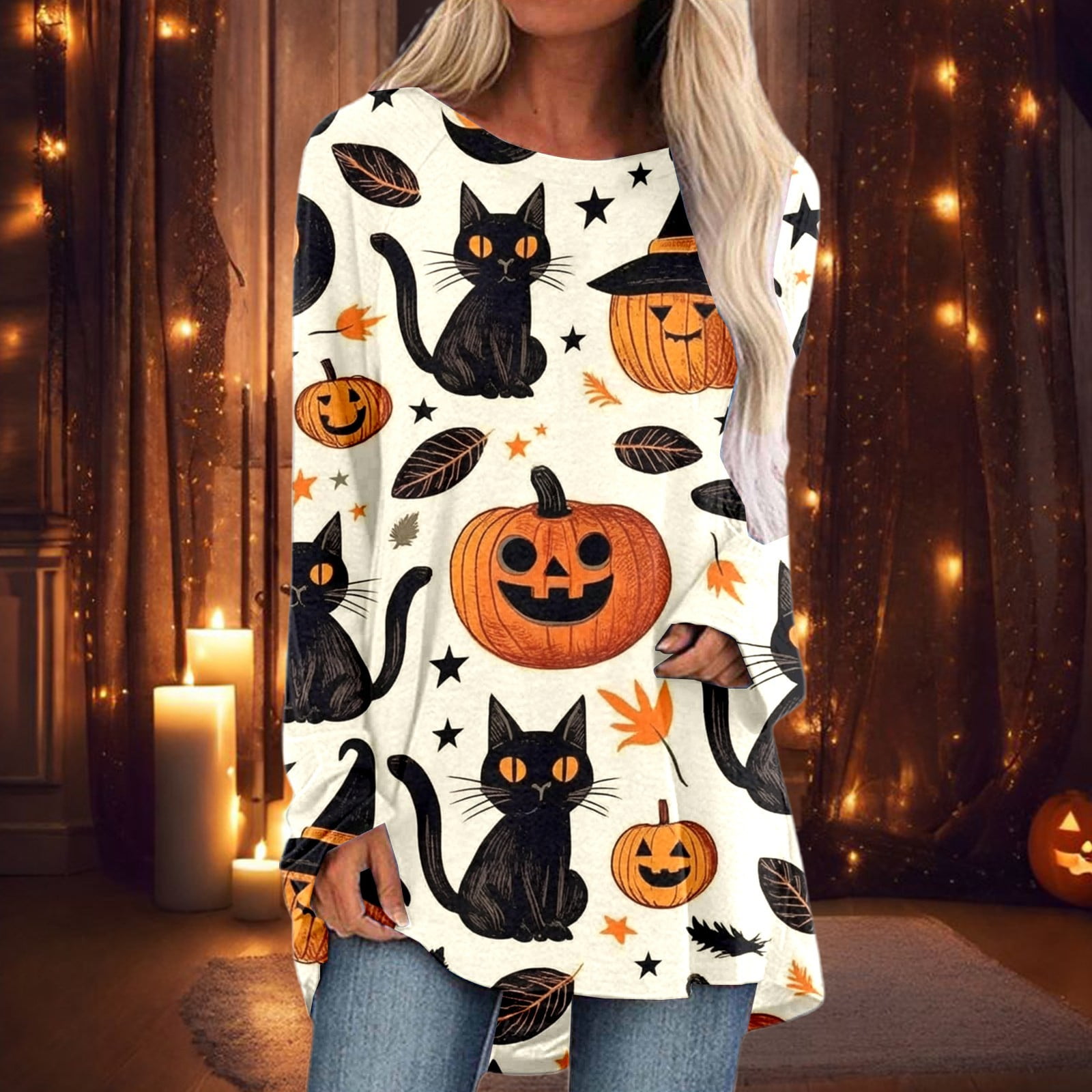 Click here for Dexiang Womens Halloween Graphic Print Long Sleeve... prices