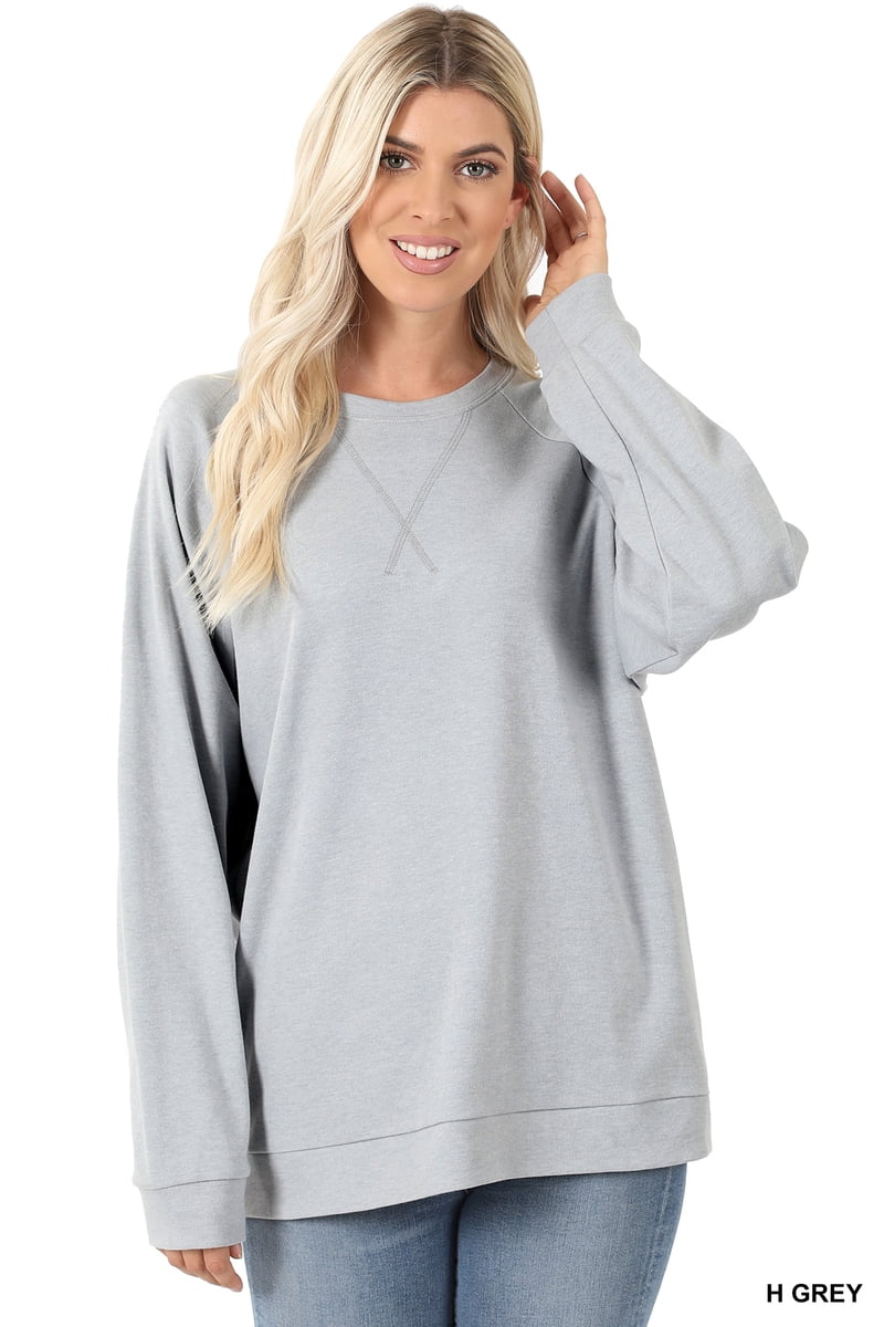 Zenana Women & Plus Basic Long Sleeve Round Neck Raglan Pullover ...