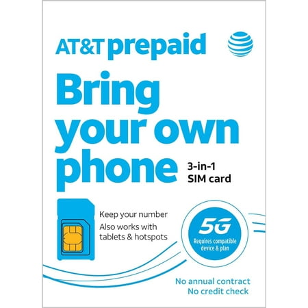 AT&T Prepaid Bring Your Own Phone or Tablet Sim Kit Universal 3-in-1 ...