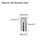 5x8mm 304 Stainless Steel Dowel Pins, 5 Pack Knurled Head Flat End ...
