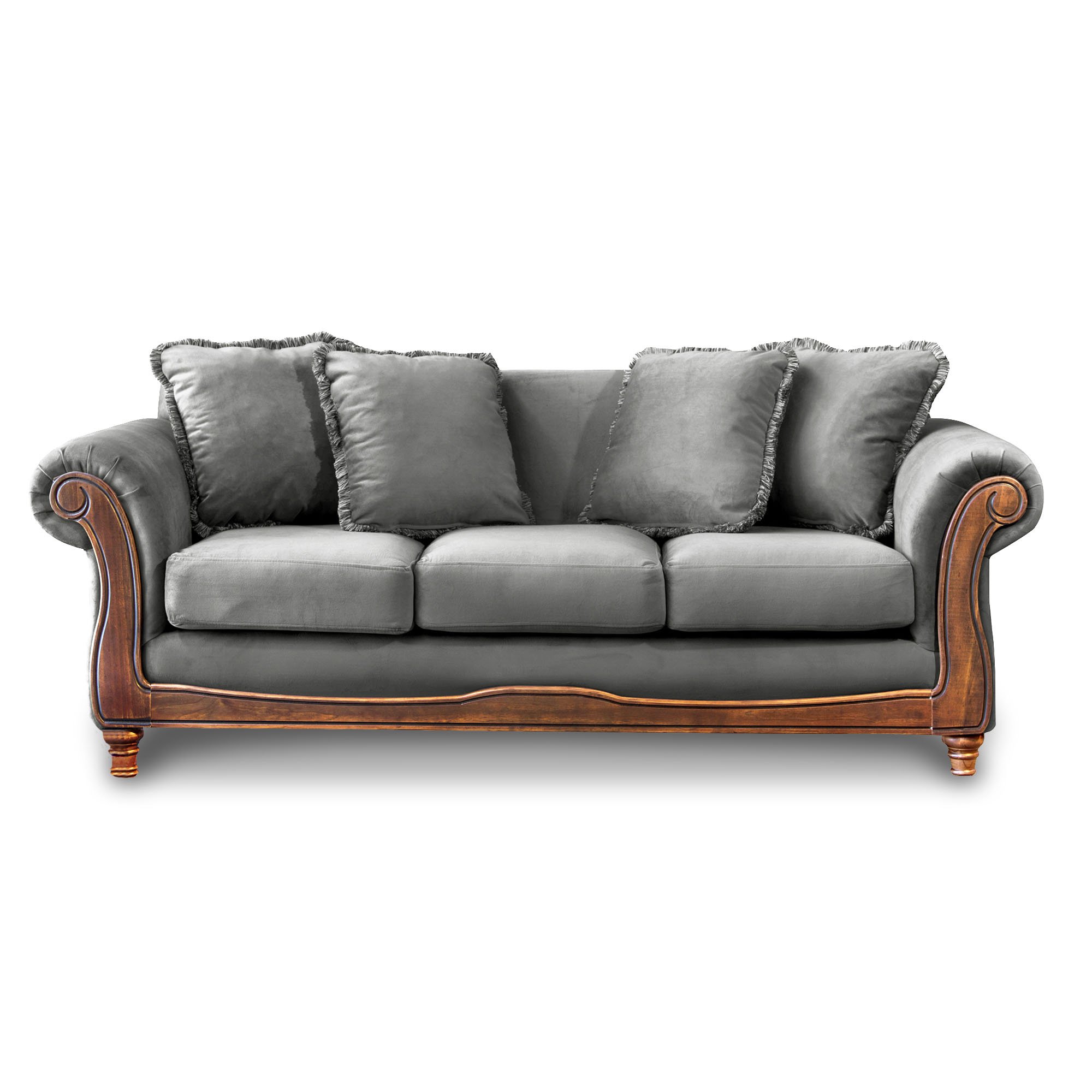 Sofa Rimini 3C Tela Velvet Gris | Knasta Chile