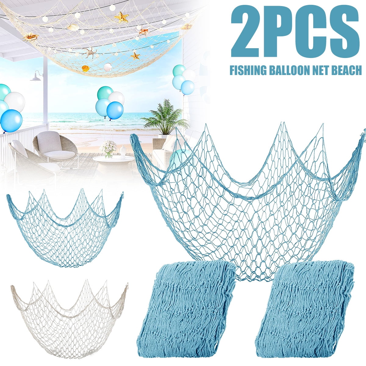 ALIMARO 2Pcs Ocean Theme Fishing Net Decoration, Nautical Wall Hanging ...
