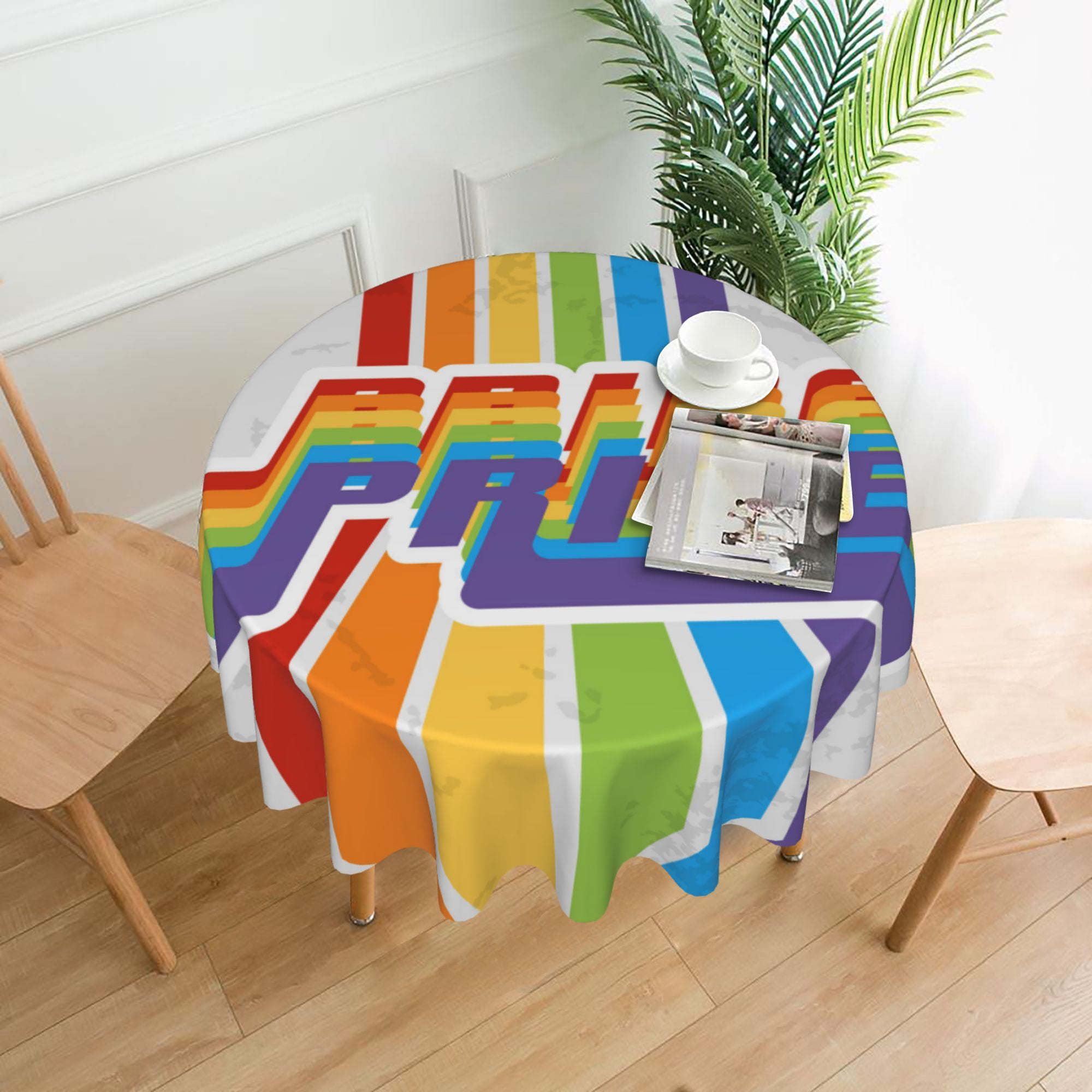 ZICANCN Round Table Cloths 60 Inch, LGBT Pride Rainbow Table Cover ...