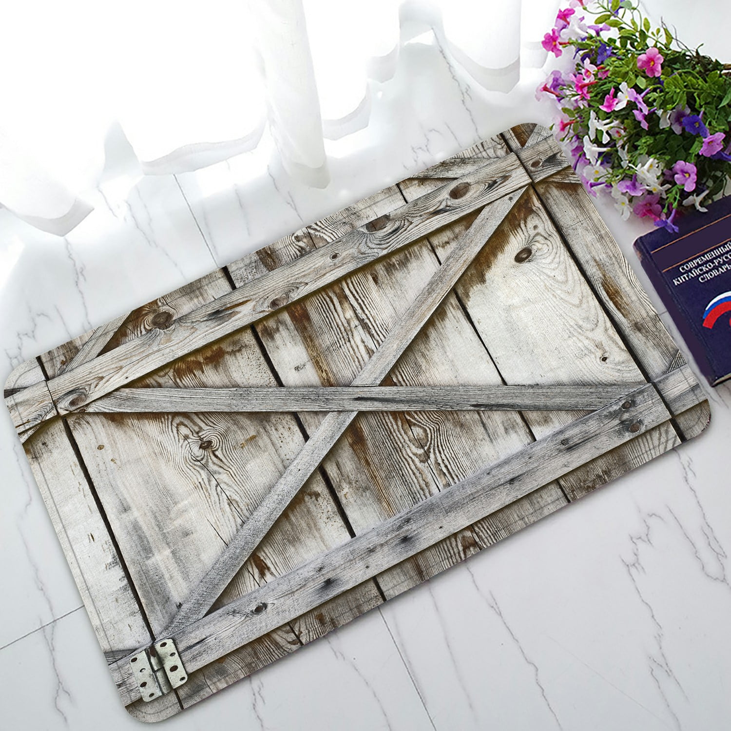 ECZJNT Plank Wooden Wall Of Old Barn Welcome Doormat Bath Mat Rug ...