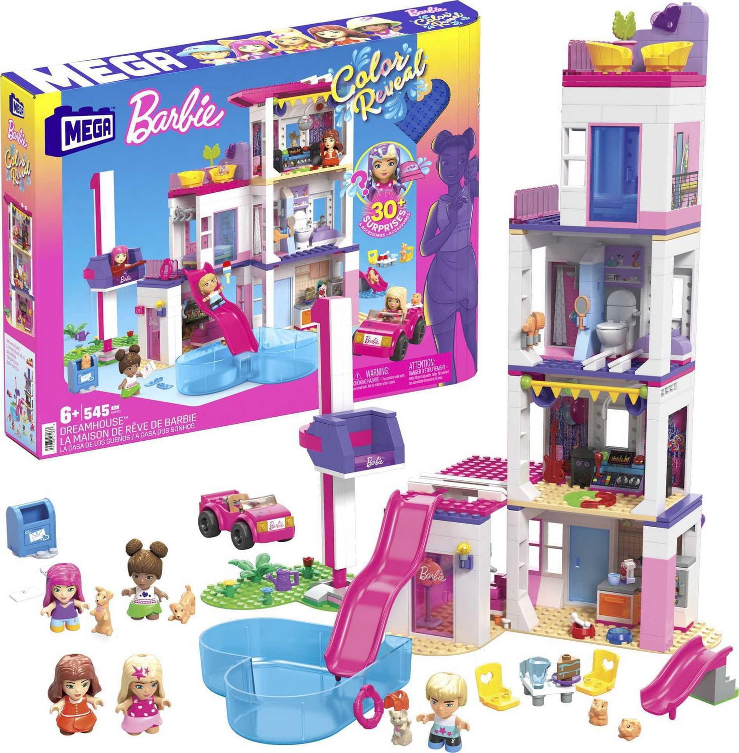 MEGA Barbie Color Reveal DreamHouse Building Set - 533 pcs - Walmart.ca