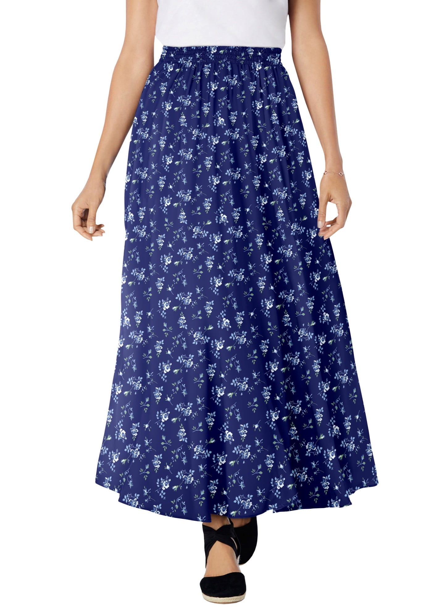 Woman Within Womens Plus Size Pull On Elastic Waist Soft Maxi Skirt