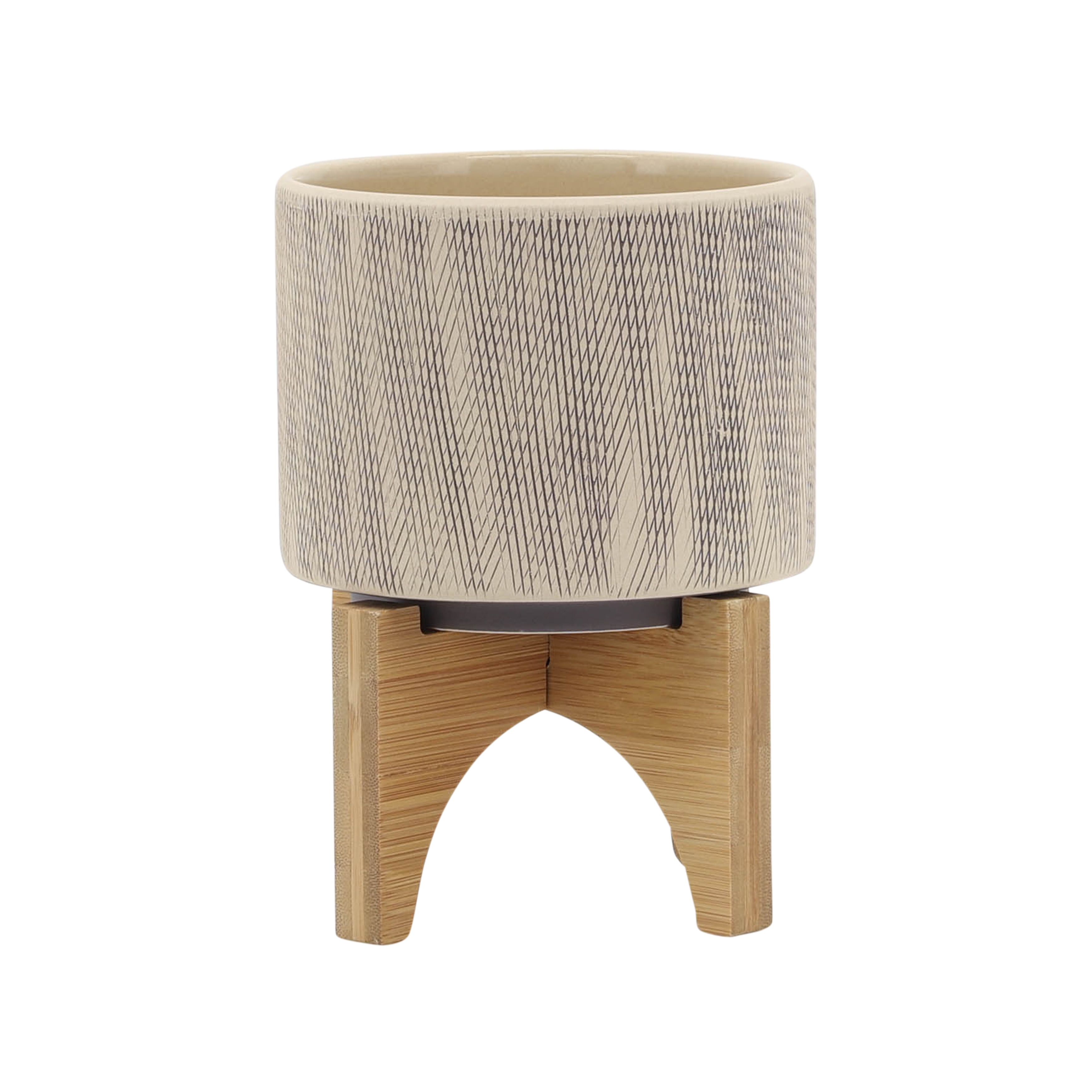 Sagebrook Home 5" Mesh Planter With Stand, Tan, Round, Ceramic ...