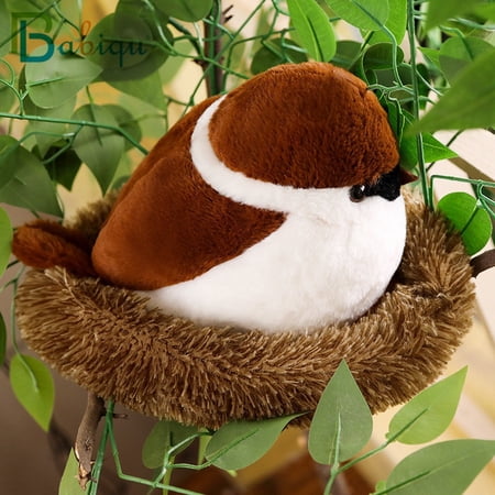 Sparrows Family Plush Toy Flying Brown Bird Lifelike Tree Animals ...