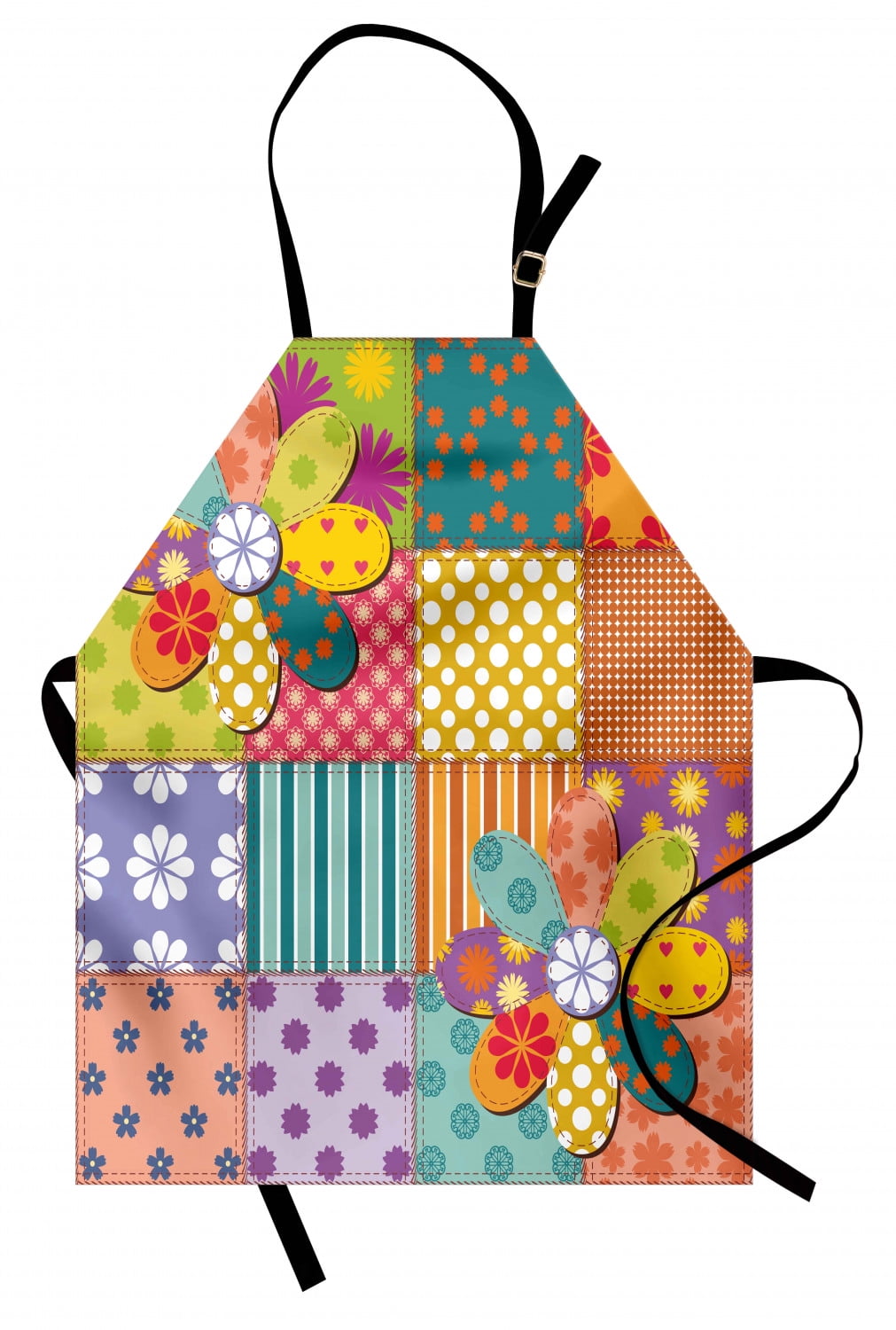 Colorful Apron Various Type of Floral and Geometric Forms Mixed Polka ...