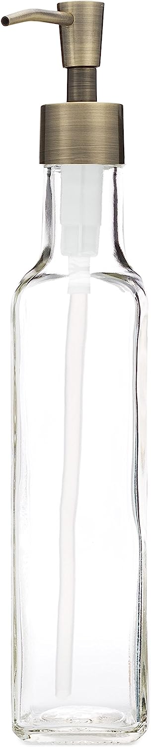 French Vessel Glass Soap Dispenser With Metal Pump - Refillable Hand ...