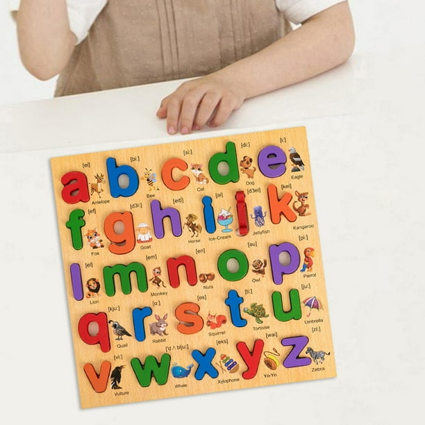 Rompecabezas de números del alfabeto de madera, práctica del alfabeto ...