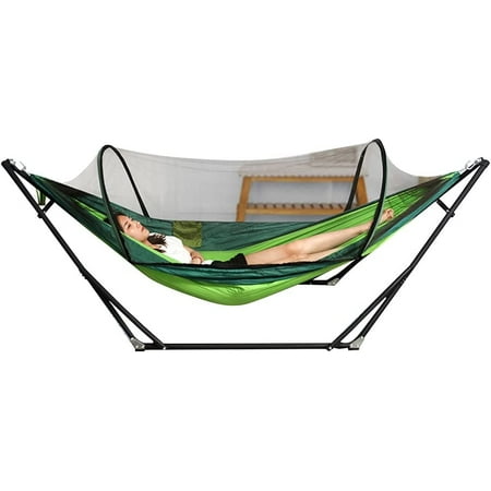 Mosquito Net Camping Hammock with One-Piece Folding Steel Frame Stand ...