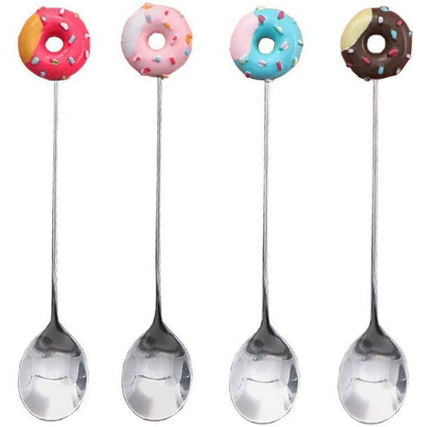 4 Pcs Mixing Espresso Spoon Stainless Steel Donut Spoon for Dessert ...