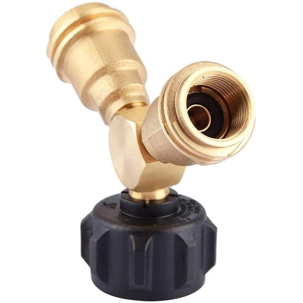 Propane Splitter, Propane Y Splitter Tee Solid Brass with 1-Male QCC ...