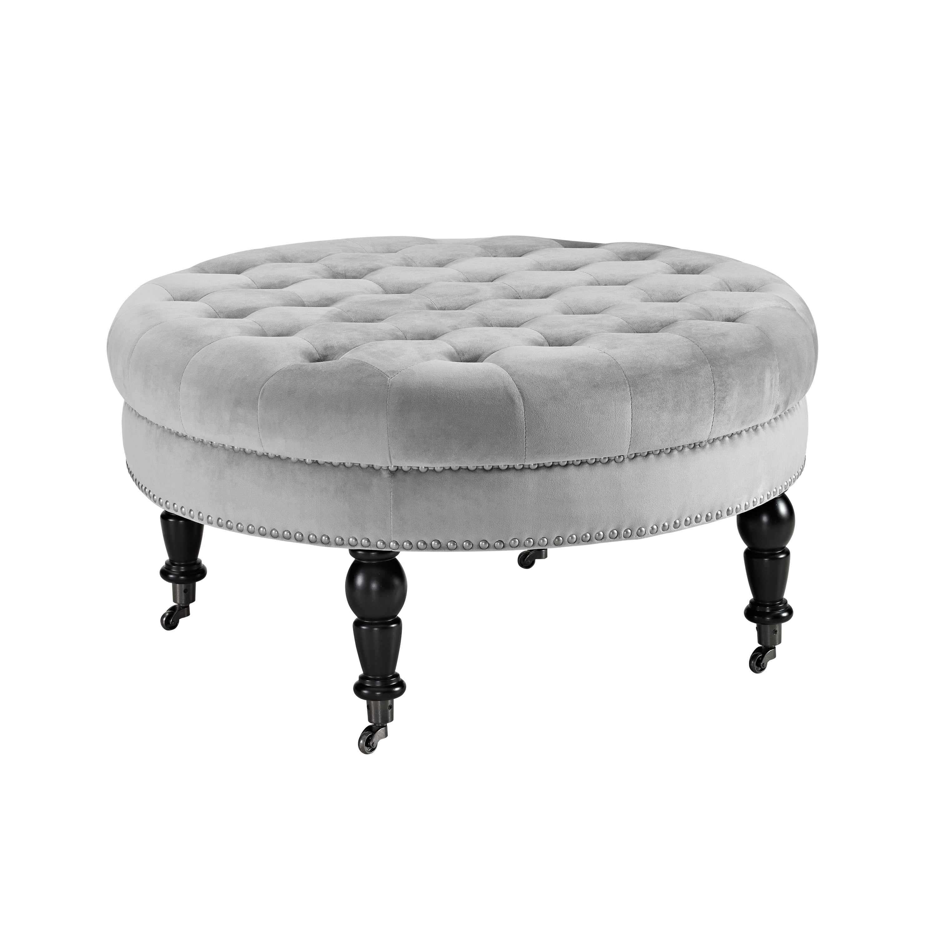 Linon Isabelle Velvet Round Tufted Ottoman, Multiple Colors - Walmart.com