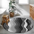 Area Rug 48in, Gray Gradient Stripe Abstract Geometric Floor Carpet ...