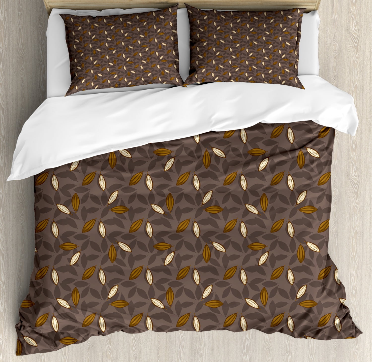 Cocoa Duvet Cover Set Queen Size, Row Beans Earth Tones Organic Seed ...