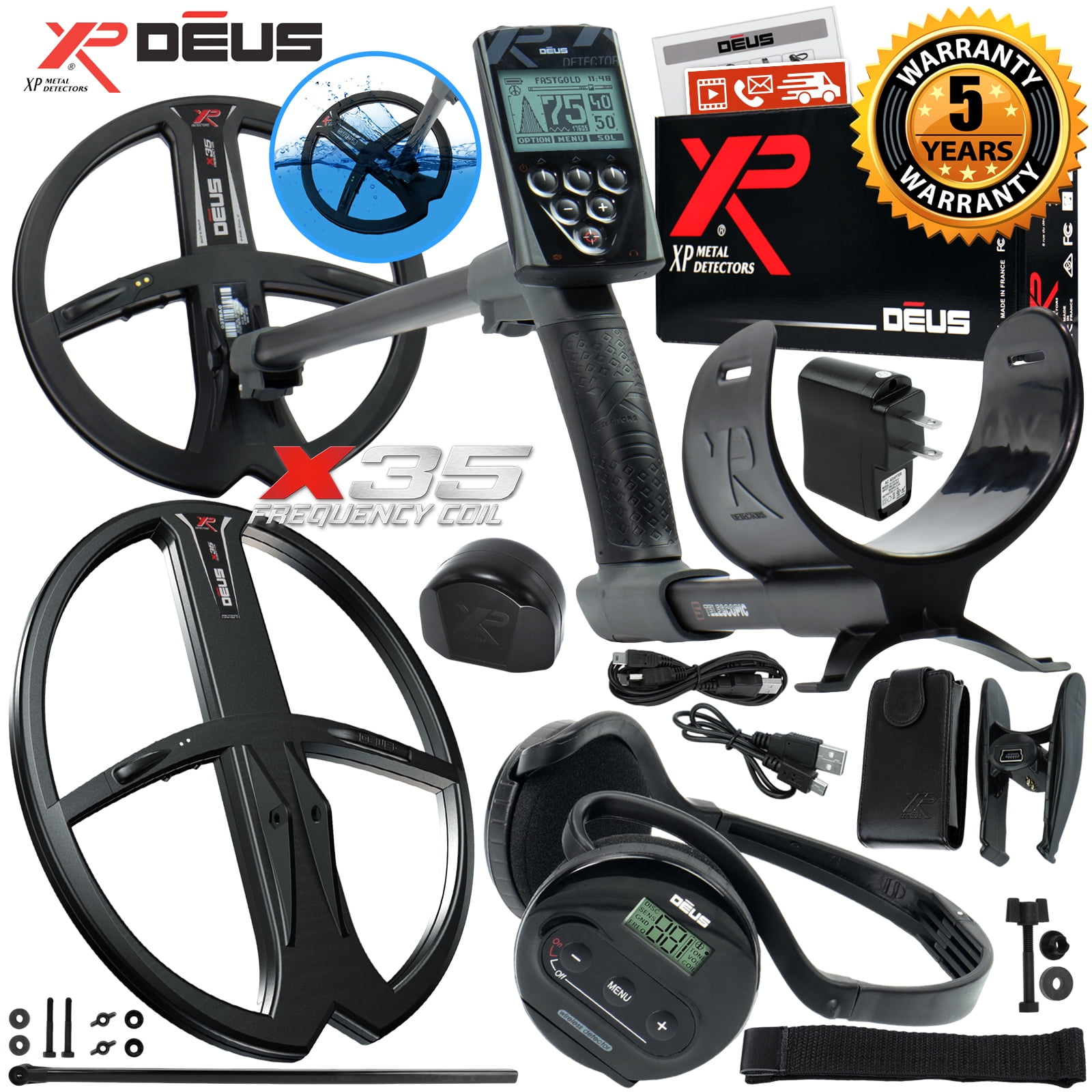 XP Deus Detector Gold & Relic Hunt Package, Backphones, Remote and 2 ...