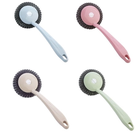 Destyer Stainless Steel Pad Scourer Plastic Long Handle Cleaning Brush ...