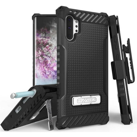 Case with Clip for Galaxy Note 10 Plus, Black Tri-Shield [Military ...