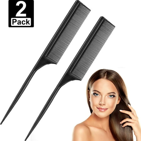 2 Pack Black Rat Tail Combs Carbon Styling Comb Fiber Anti Static and ...