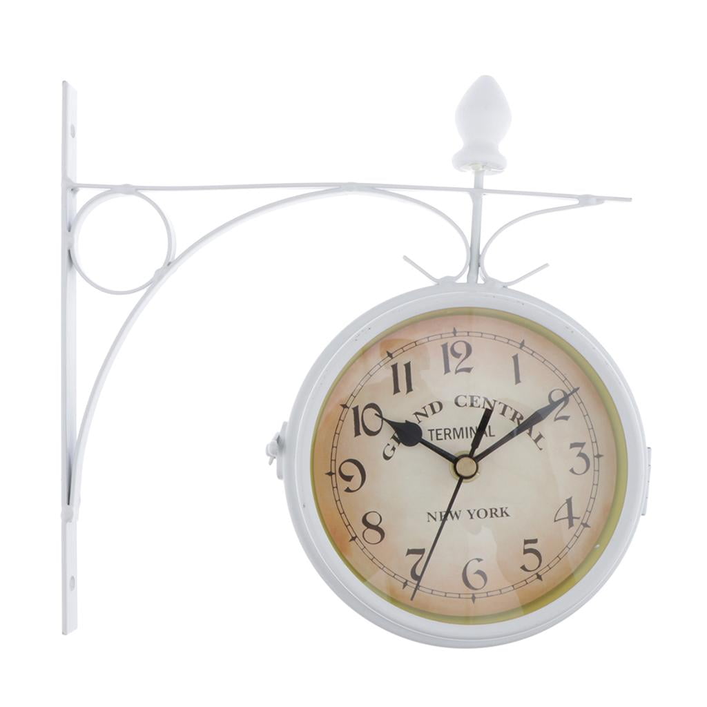 Garden Bracket Double Sided Outdoor Clock Station Clock Metal Clock ...