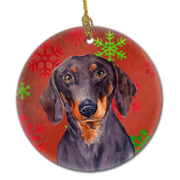 Dachshund Red Snowflake Holiday Christmas Ceramic Ornament LH9313 ...