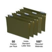 Staples 5-Tab Assorted Position Green Hanging File Folders, Letter Size ...