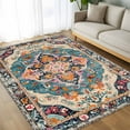 6x9 Area Rugs, Boho Colorful Non-Skid Rubber Backing Large Rectangle ...