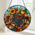 Fall Harvest Bicycle Faux Stained Glass Round Window Decor2001 ...