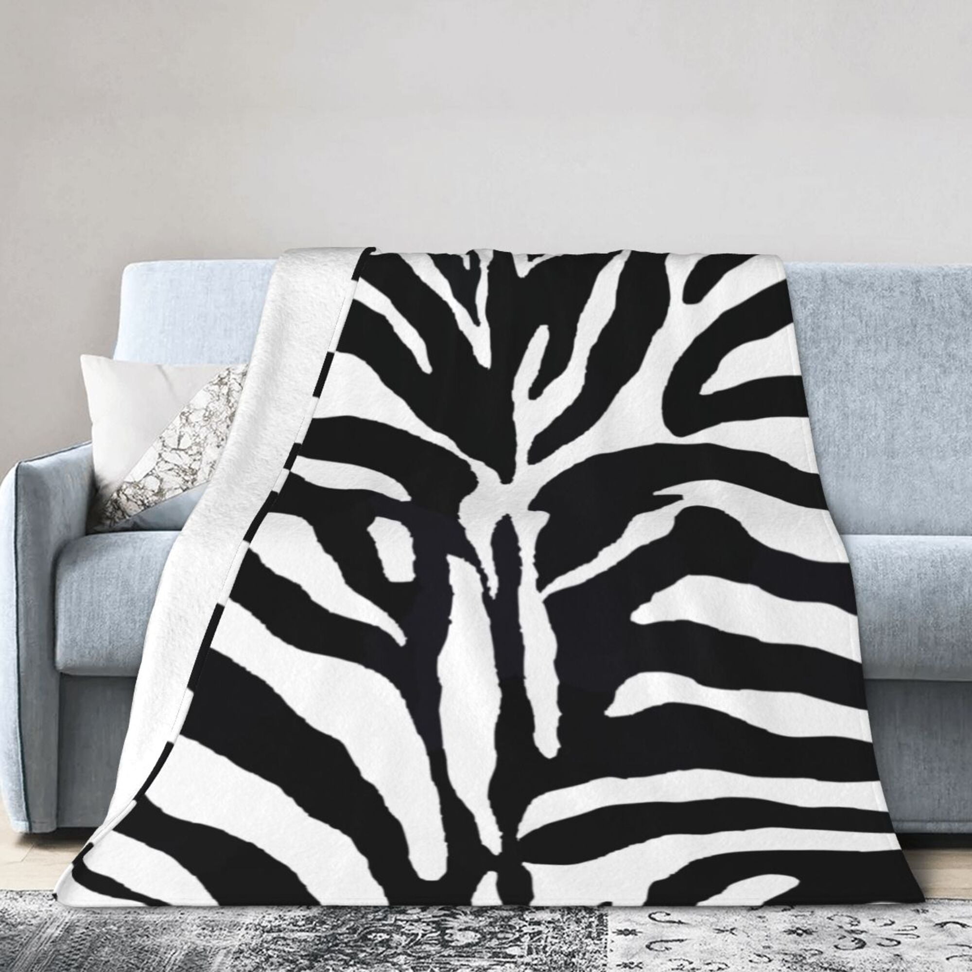 Black and White Zebra Pattern Throw Blanket, Fluffy Soft Cozy Blanket ...