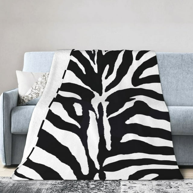Black and White Zebra Pattern Throw Blanket, Fluffy Soft Cozy Blanket ...