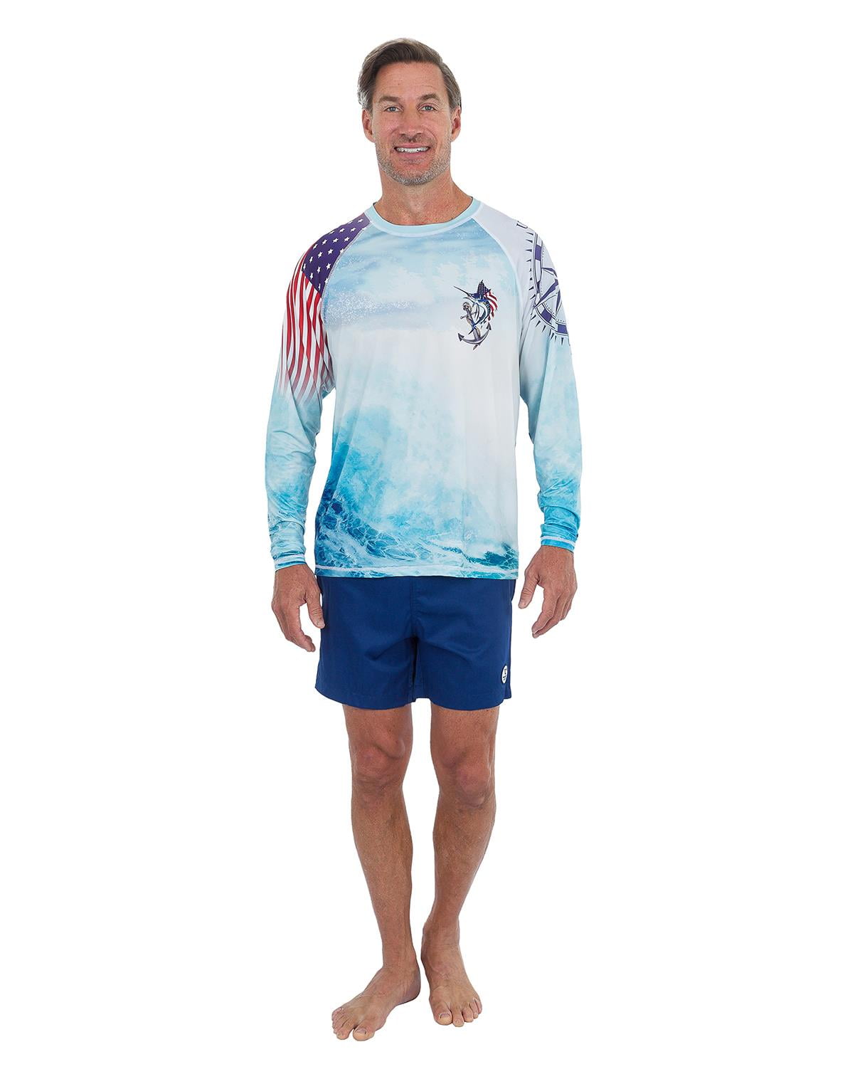 Mens UPF 50+ Rashguard Swim Tee Long Sleeve Running Shirt Swimwear Swim ...