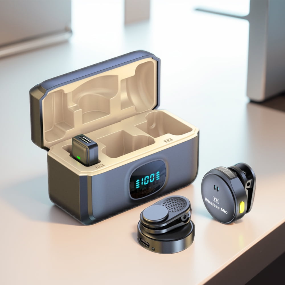 Micrófono de solapa magnético inalámbrico Plug and Play con estuche de ...