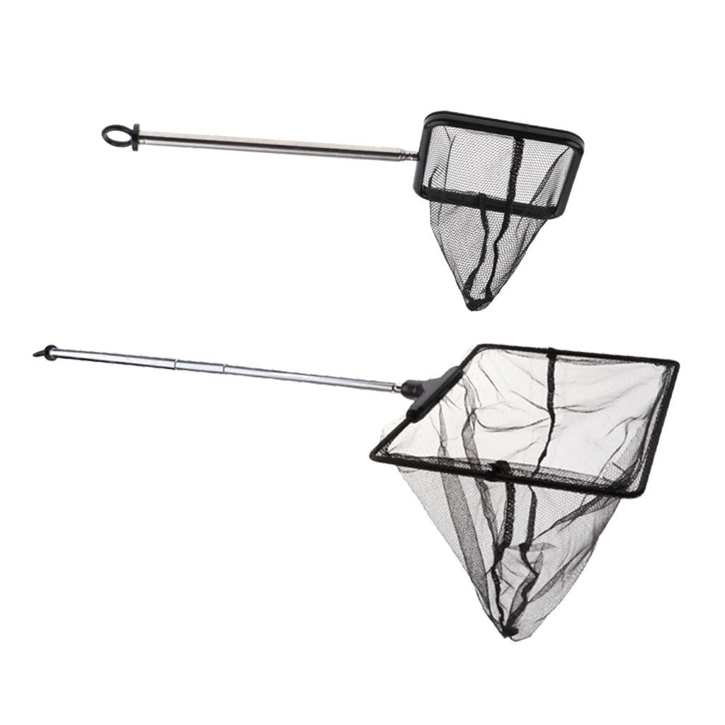 2x Small Large Aquarium Fish Net with Extendable Long Handle for Tank ...