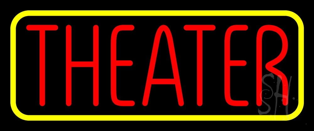 Red Theater Yellow Border LED Neon Sign 10" Tall x 24" Wide - inches ...