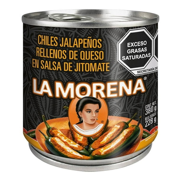Chiles jalapeños La Morena rellenos de queso en salsa de jitomate 380 g ...