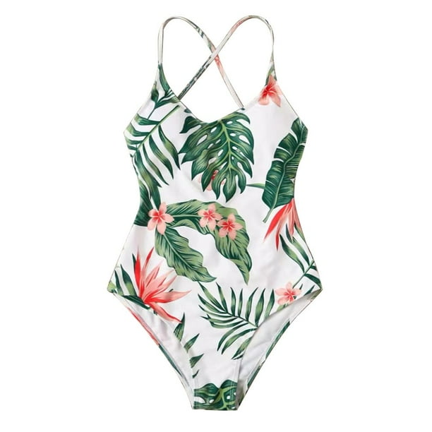 Swimsuit One Piece Leaf Pattern Bikini Women's Swimwear Fashion ...