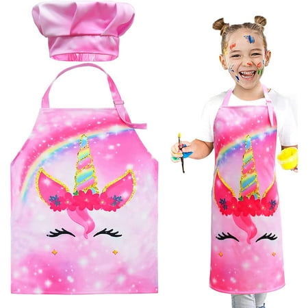 1 set Kids Cooking Apron Adjustable Kids Unicorn Apron Kids Cooking Set ...